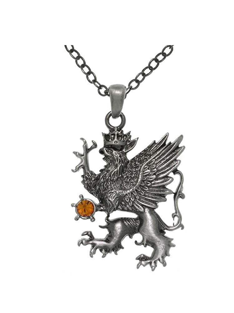 Pewter Griffin King Pendant with Magic Crystal on 24 Inch Chain ...