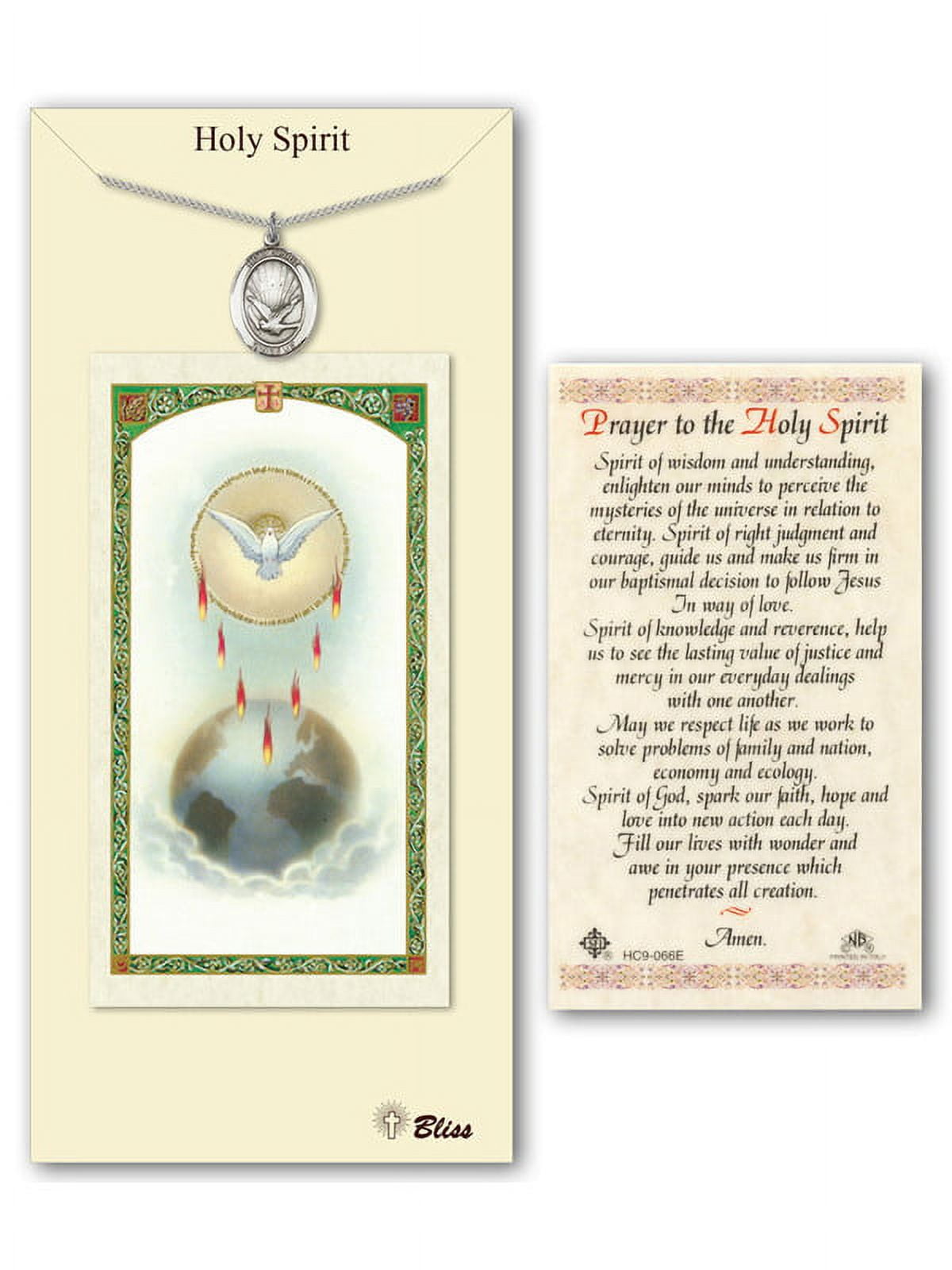 Pewter Holy Spirit medal on an 18 inch Lite Curb Chain with a Prayer to ...