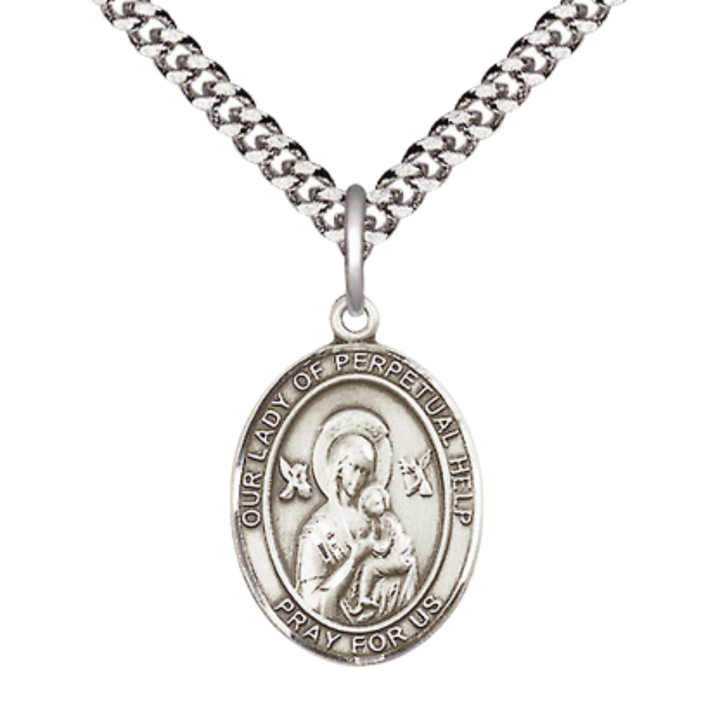 Pewter Our Lady of Perpetual Help Medal Pendant on 24 Inch Endless ...
