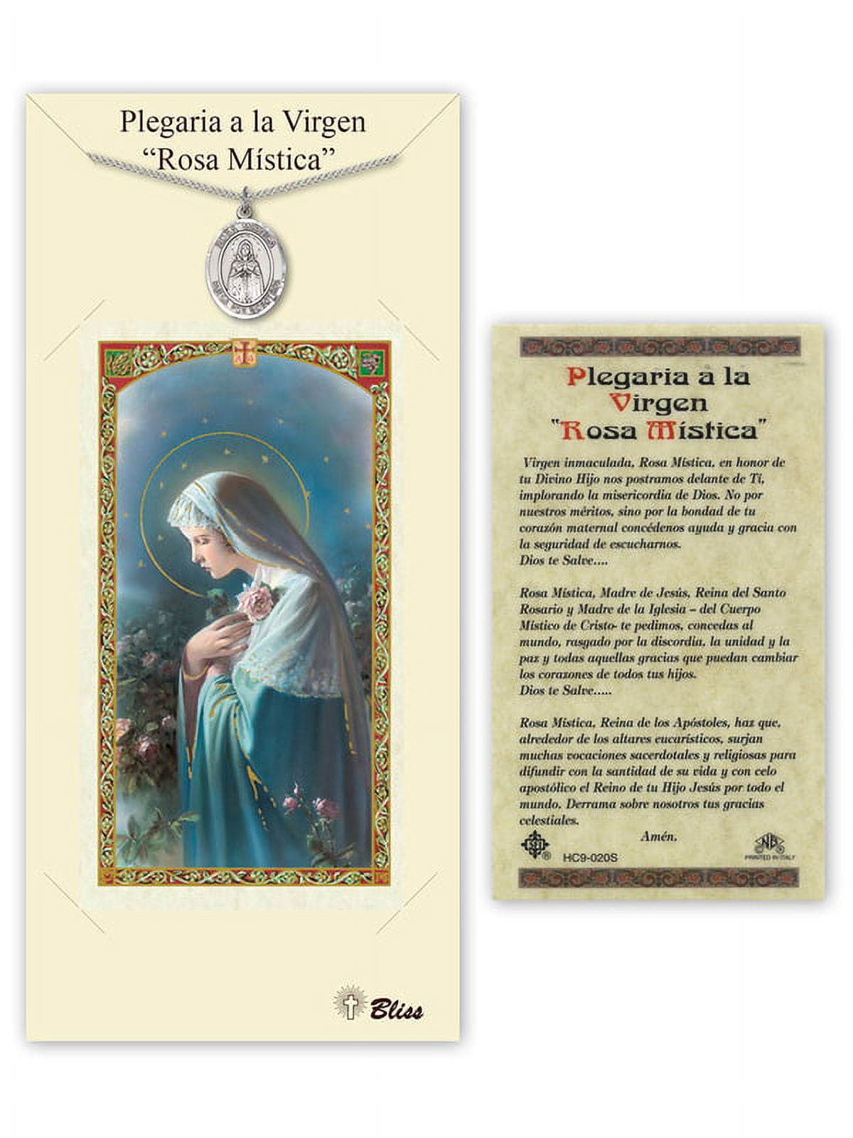 Pewter Our Lady of Rosa Mystica on a 18 inch Curb Chain with a Mystical ...