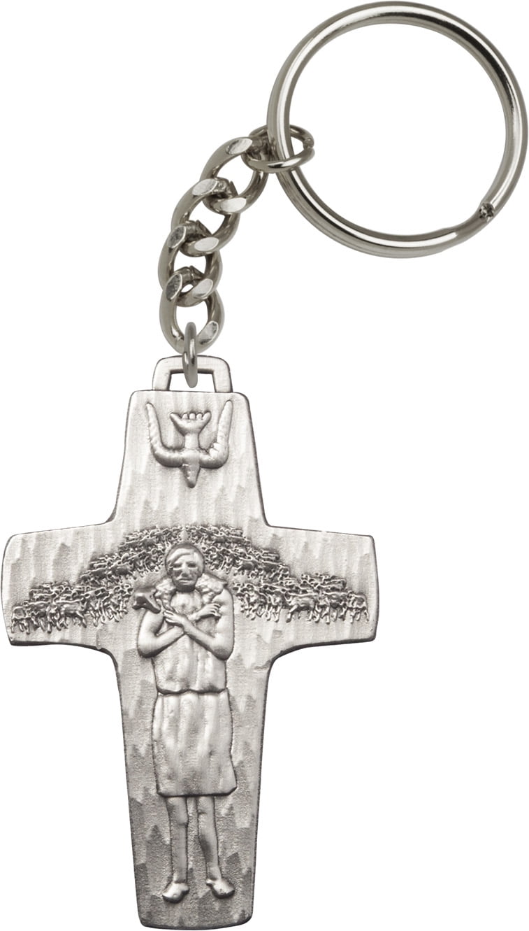 Pewter Papal Crucifix Keychain 2 1/2 x 1 5/8 inches - Walmart.com