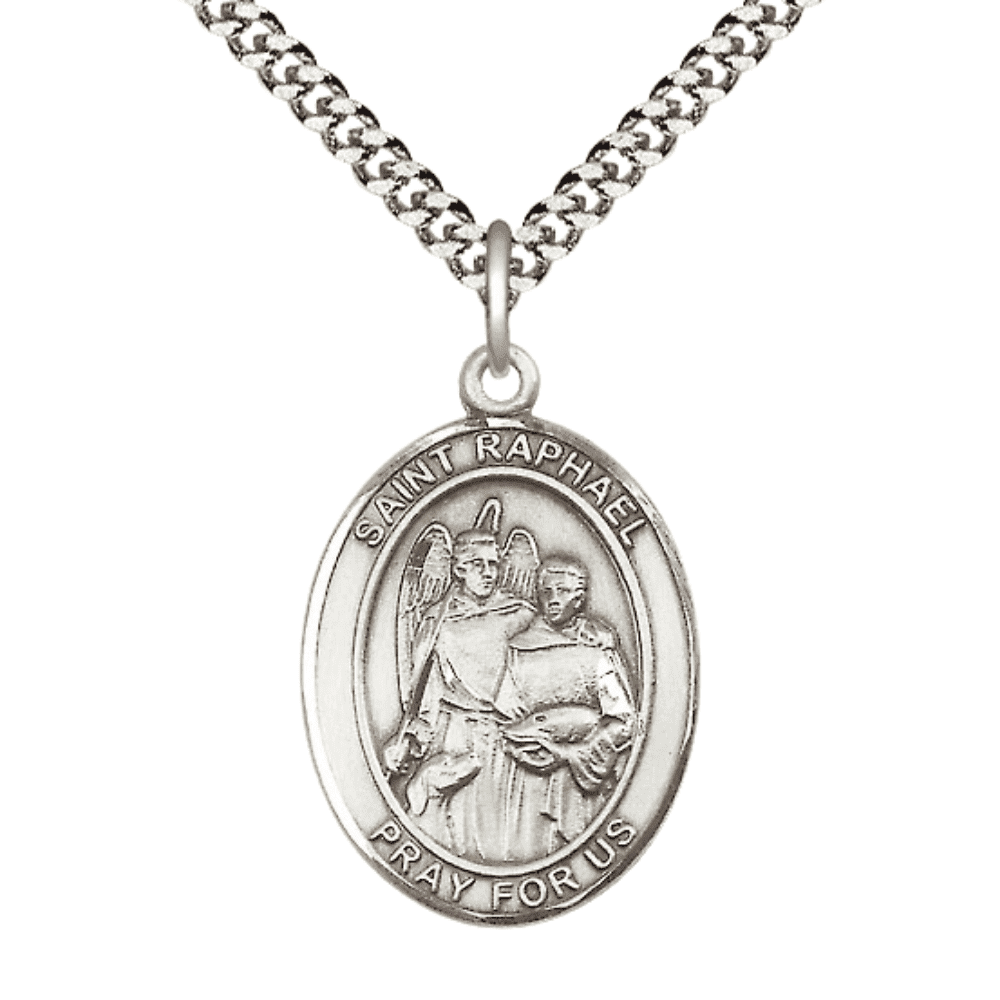 Pewter Patron Saint St. Raphael the Archangel Medal Pendant with 24 ...