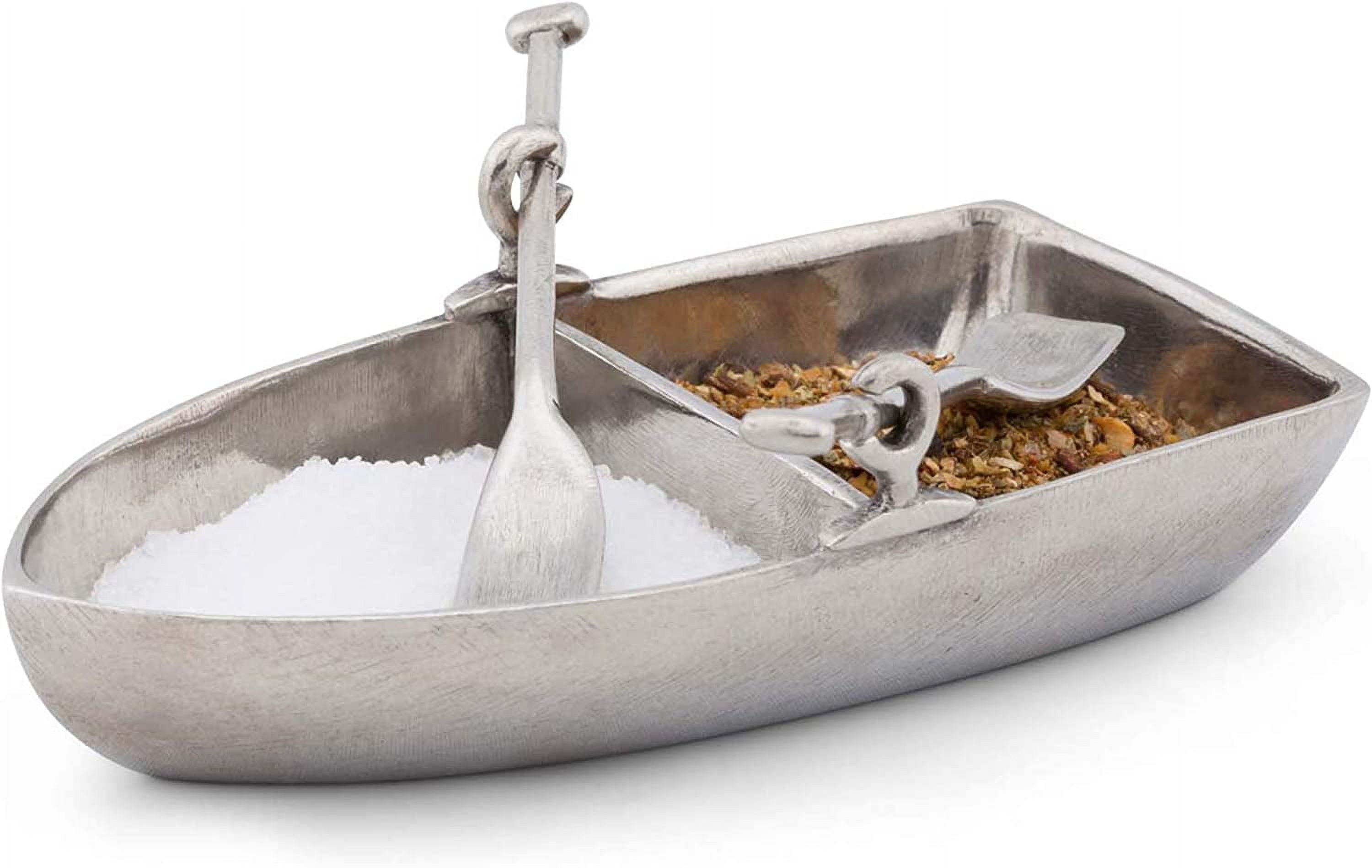Pewter Row Boat Salt/Pepper Cellar Spice Sauce Server with Pewter Oar ...