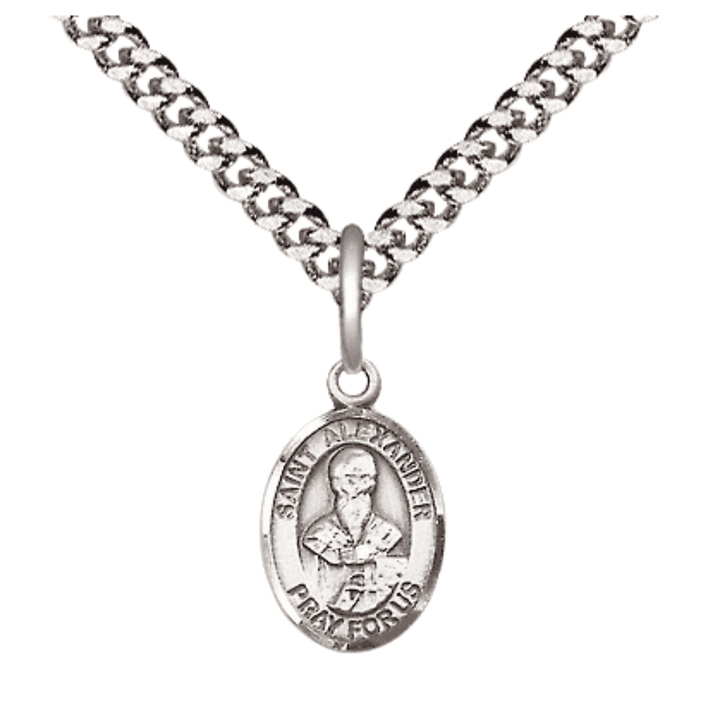 Pewter Saint Alexander Constantinople Medal Pendant on 24 Inch Endless ...