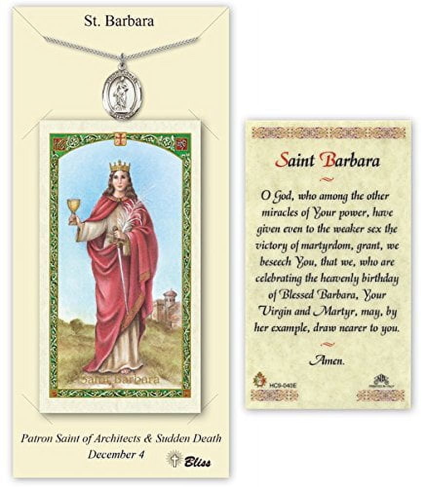 Pewter Saint Barbara Medal with Laminated Holy Prayer Card - Walmart.com