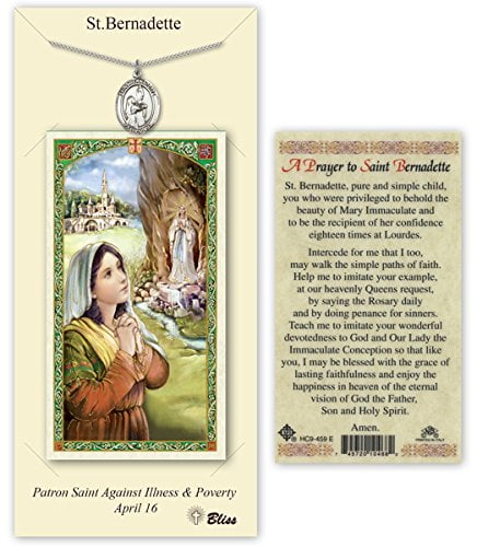Pewter Saint Bernadette Medal with Laminated Holy Prayer Card - Walmart.com