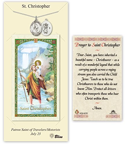 Pewter Saint Christopher Wrestling Youth Medal With Laminated Holy