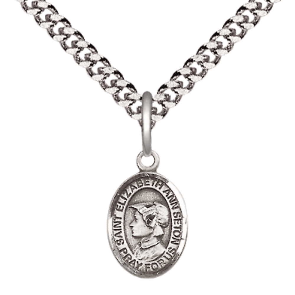 Pewter Saint Elizabeth Ann Seton Medal Pendant on 24 Inch Endless ...