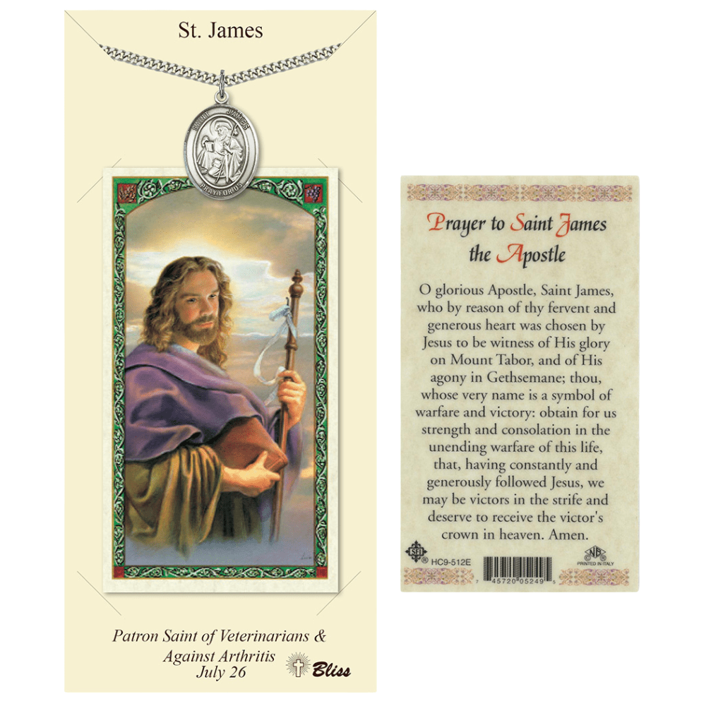 Pewter Saint James the Greater Medal on a 24 inch Heavy Curb Chain with ...