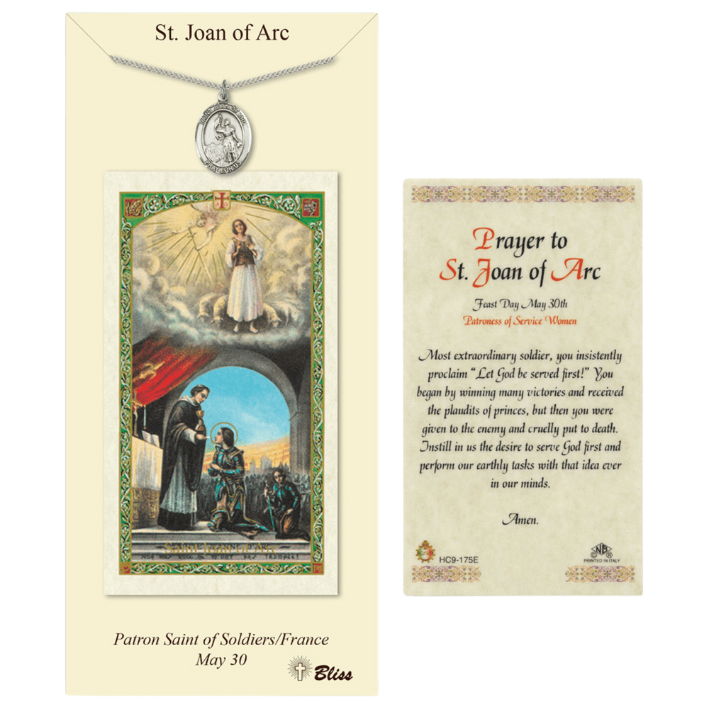 Pewter Saint Joan of Arc Medal on a 18 inch Lite Curb Chain with a ...