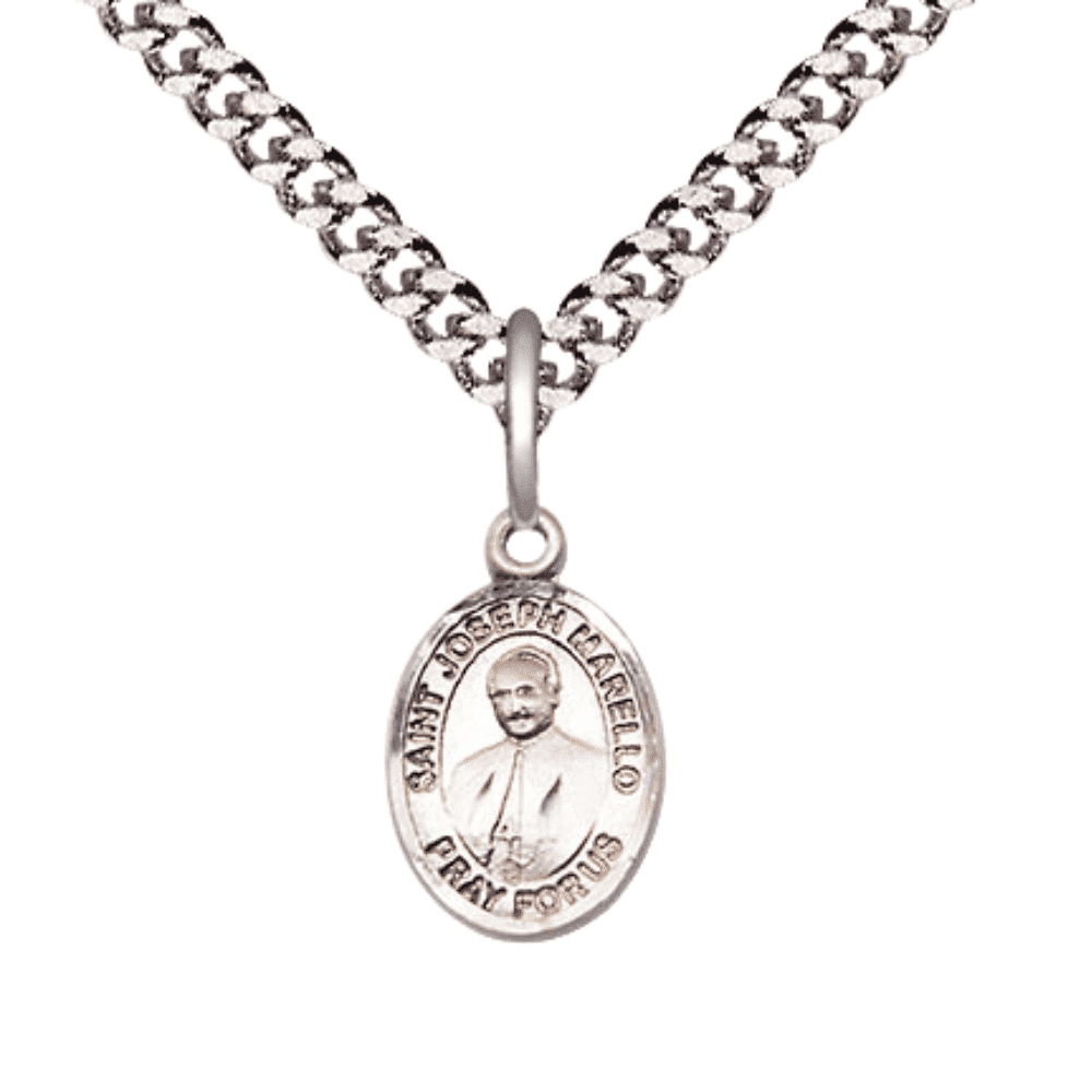 Pewter Saint Joseph Marello Medal Pendant on 24 Inch Endless Rhodium ...