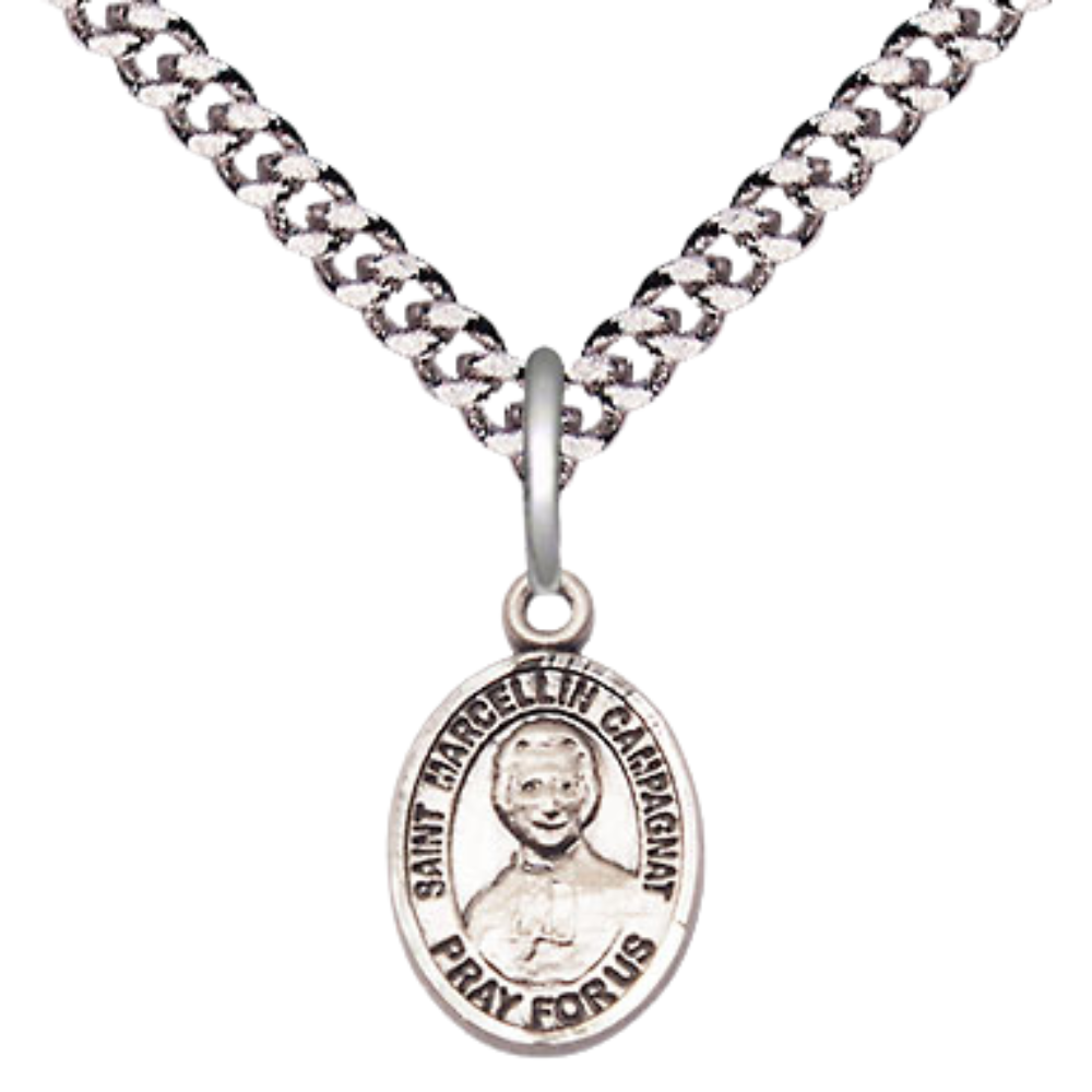 Pewter Saint Marcellin Champagnat Medal Pendant on 24 Inch Endless ...