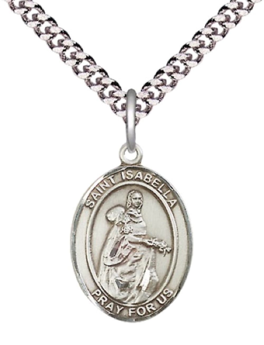 Pewter Saint St Isabella of Portugal Medal Pendant on 24 Inch Endless ...