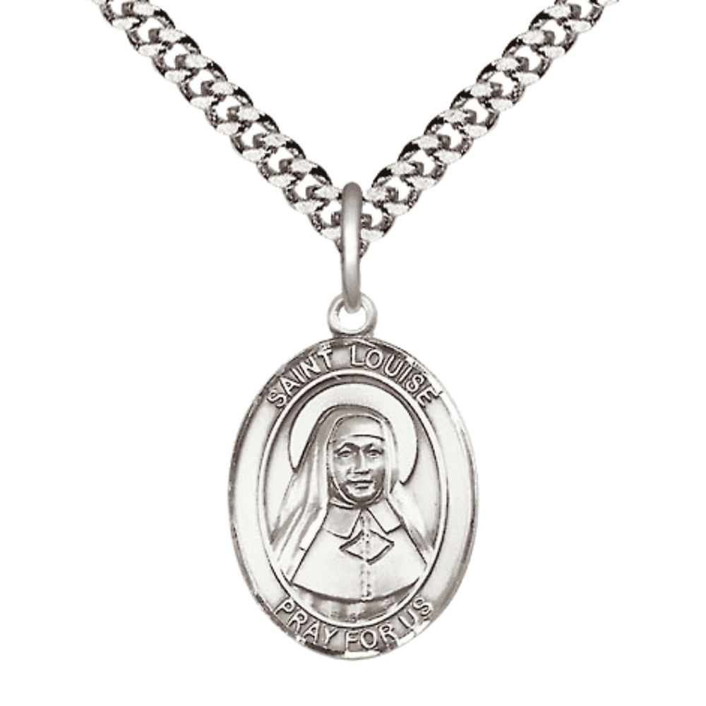 Pewter Saint St. Louise de Marillac Medal Pendant on 24 Inch Endless ...