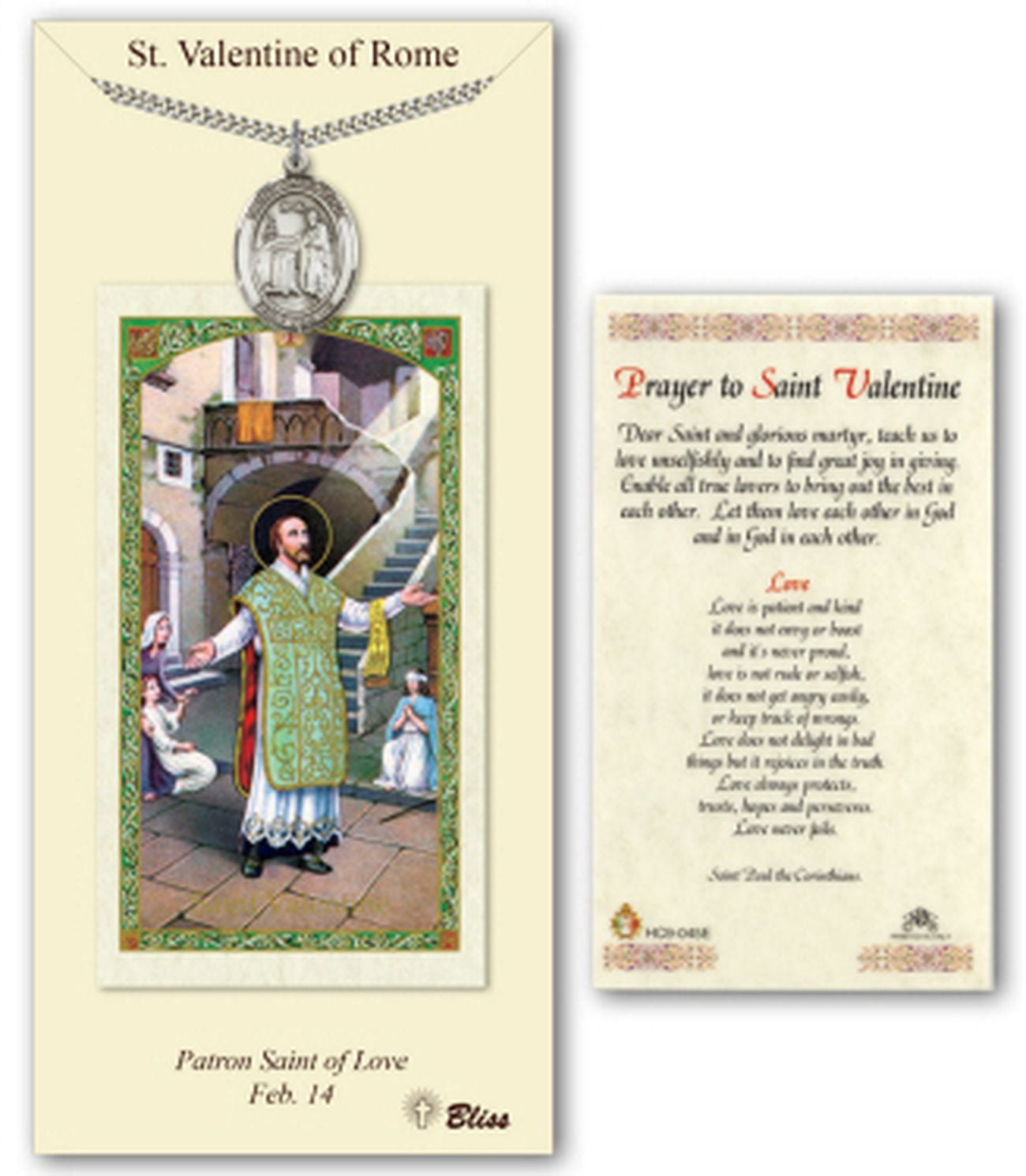Pewter Saint Valentine of Rome Medal on a 24 inch Heavy Curb Chain with ...