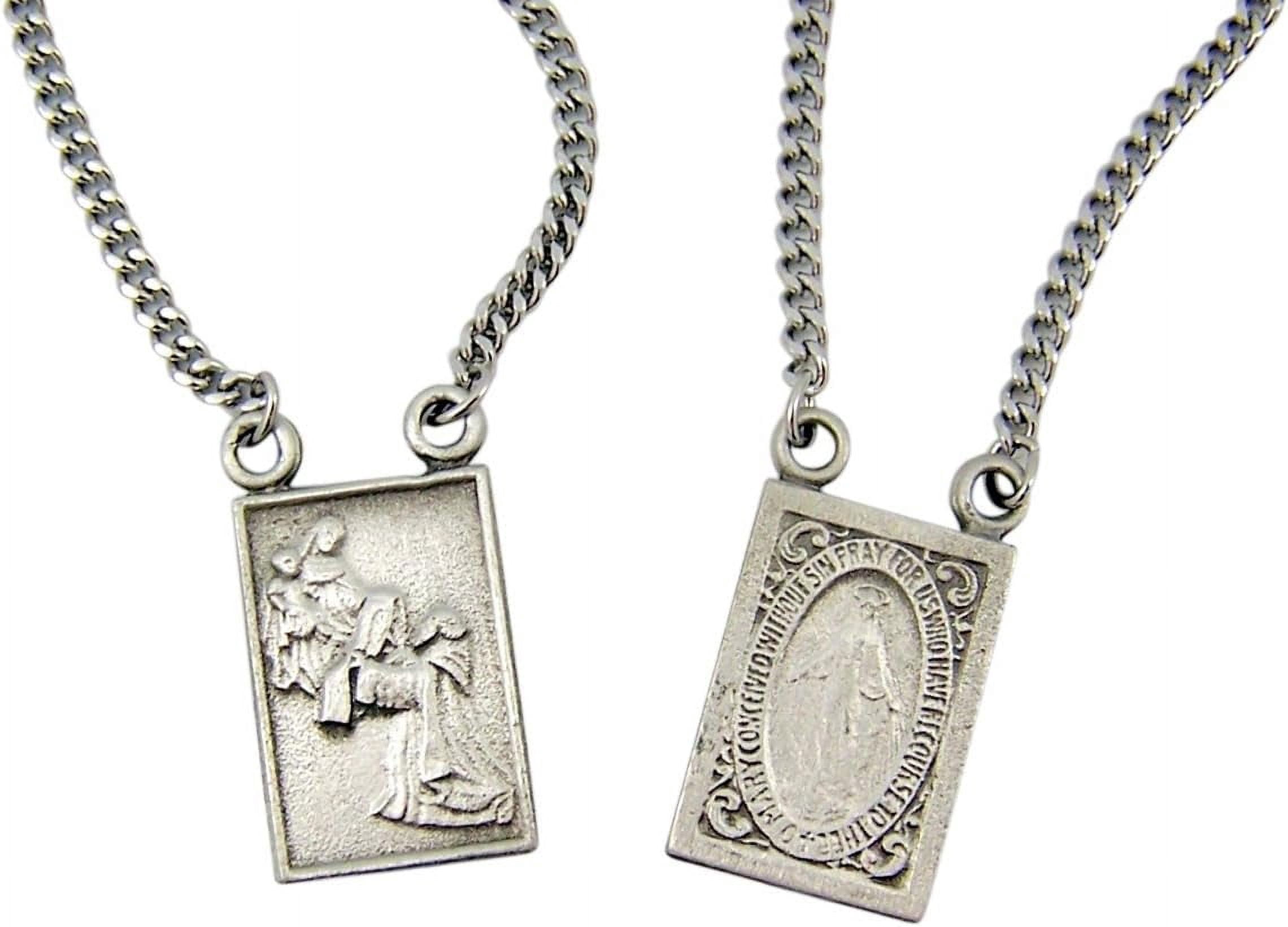 Pewter Scapular Medals with Stainless Steel Rhodium Chain - Exquisite ...