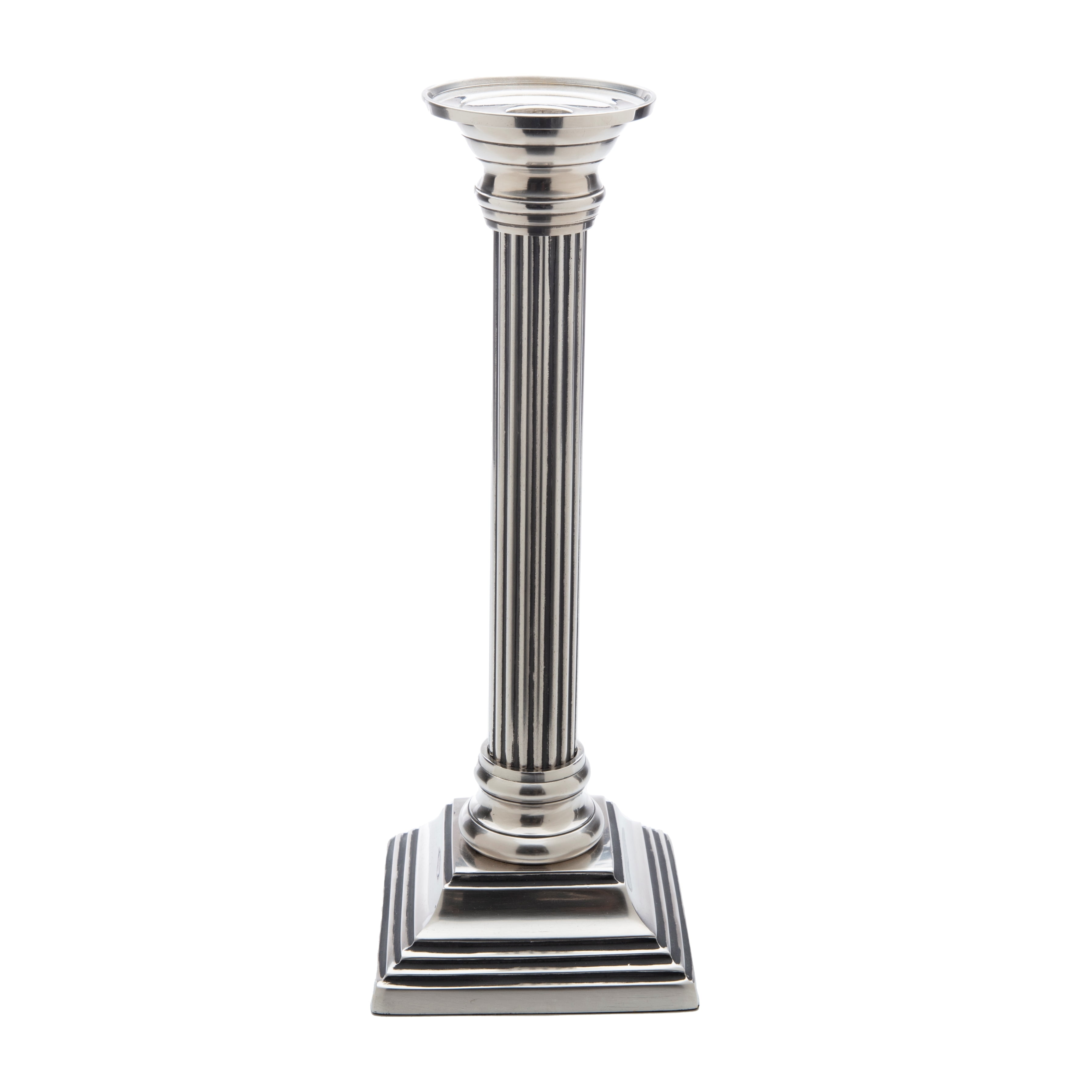 Pewter Square Base Column Candlestick - 4.5x4.5x16 - Walmart.com