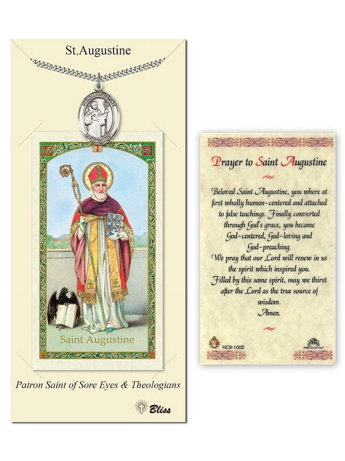 Pewter St. Augustine on a 24 inch Curb Chain with a Prayer to St ...
