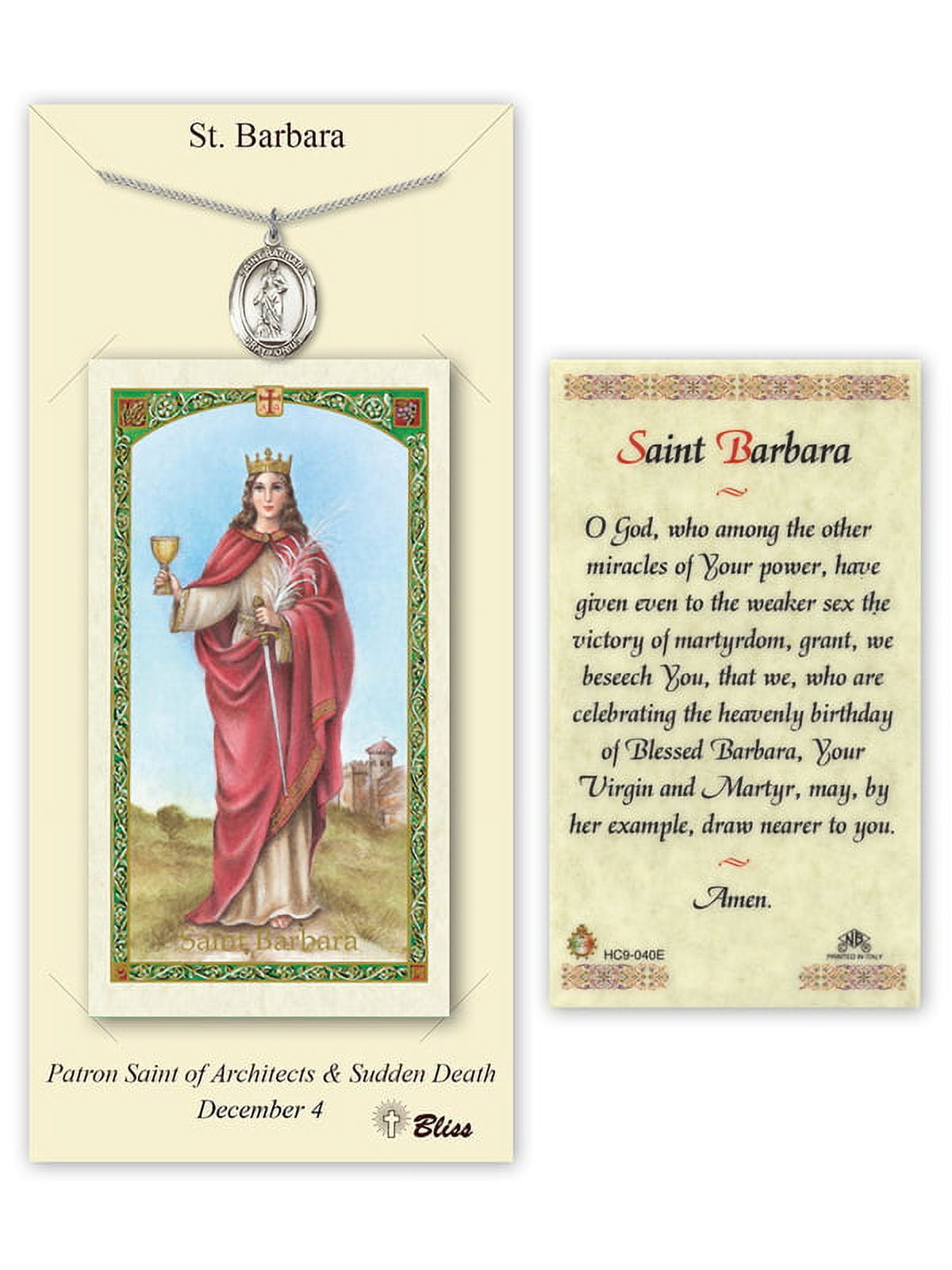 Pewter St. Barbara on a 24 inch Curb Chain with a Prayer to St Barbara ...