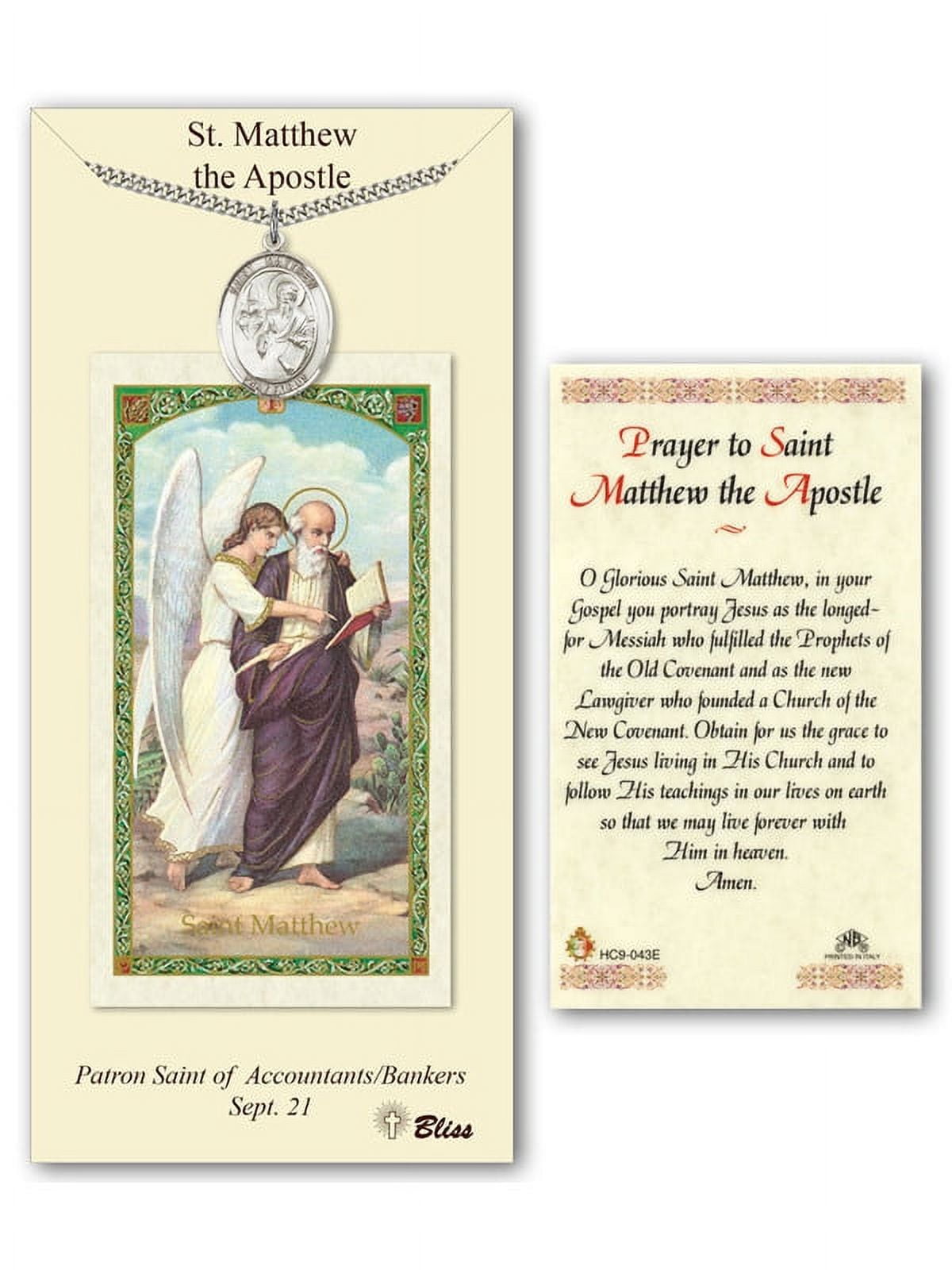 Pewter St. Matthew the Apostle medal on an 24 inch Heavy Curb Chain ...