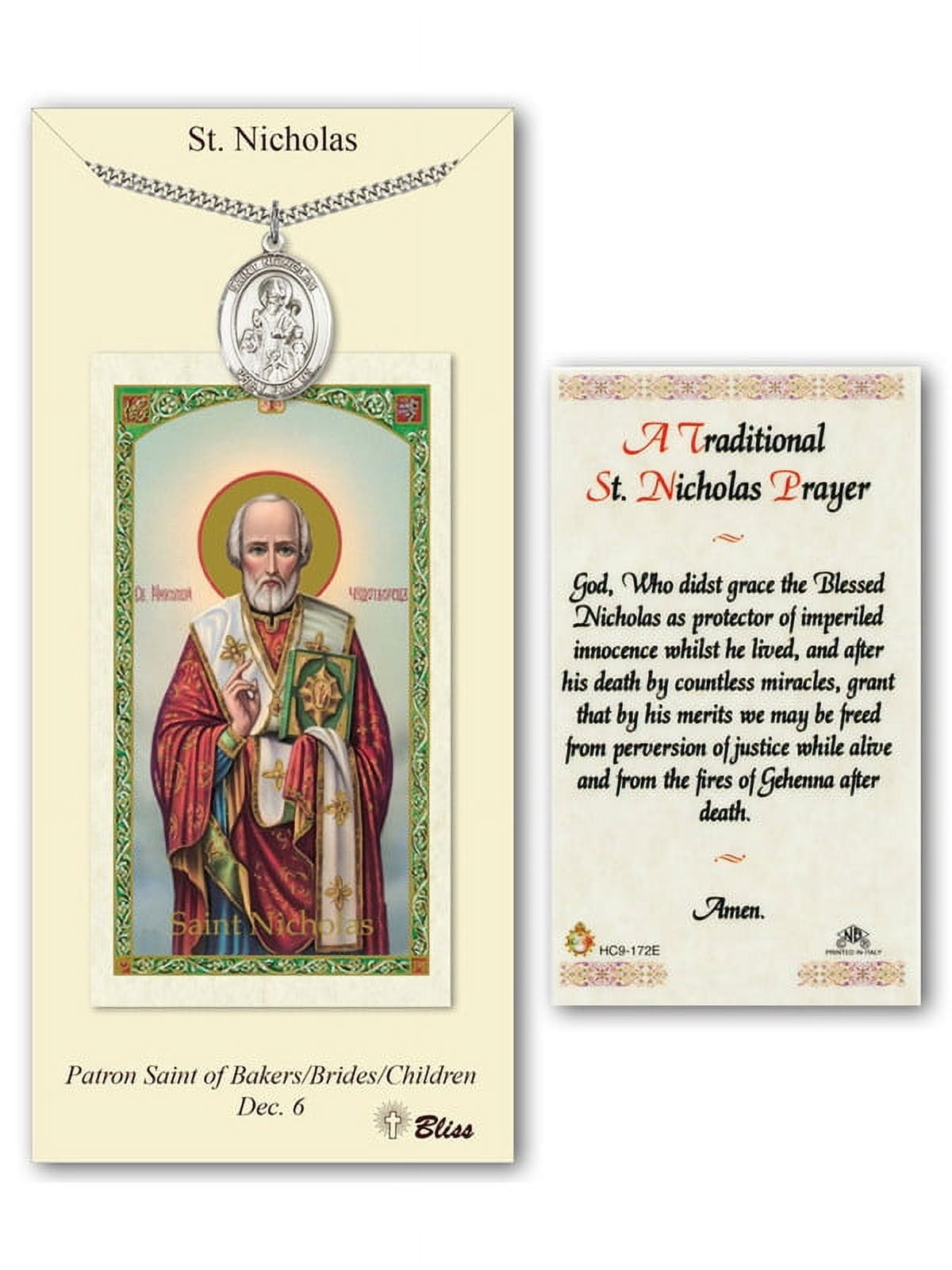 Pewter St. Nicholas medal on an 24 inch Heavy Curb Chain with a ...