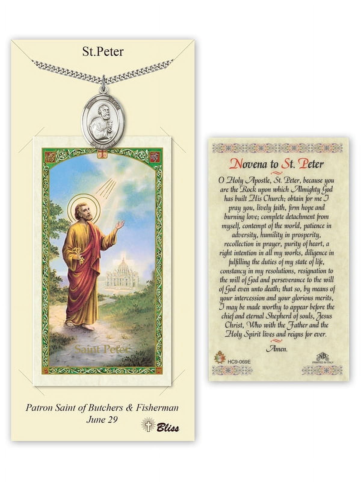 Pewter St. Peter the Apostle on a 24 inch Curb Chain with a Prayer to ...