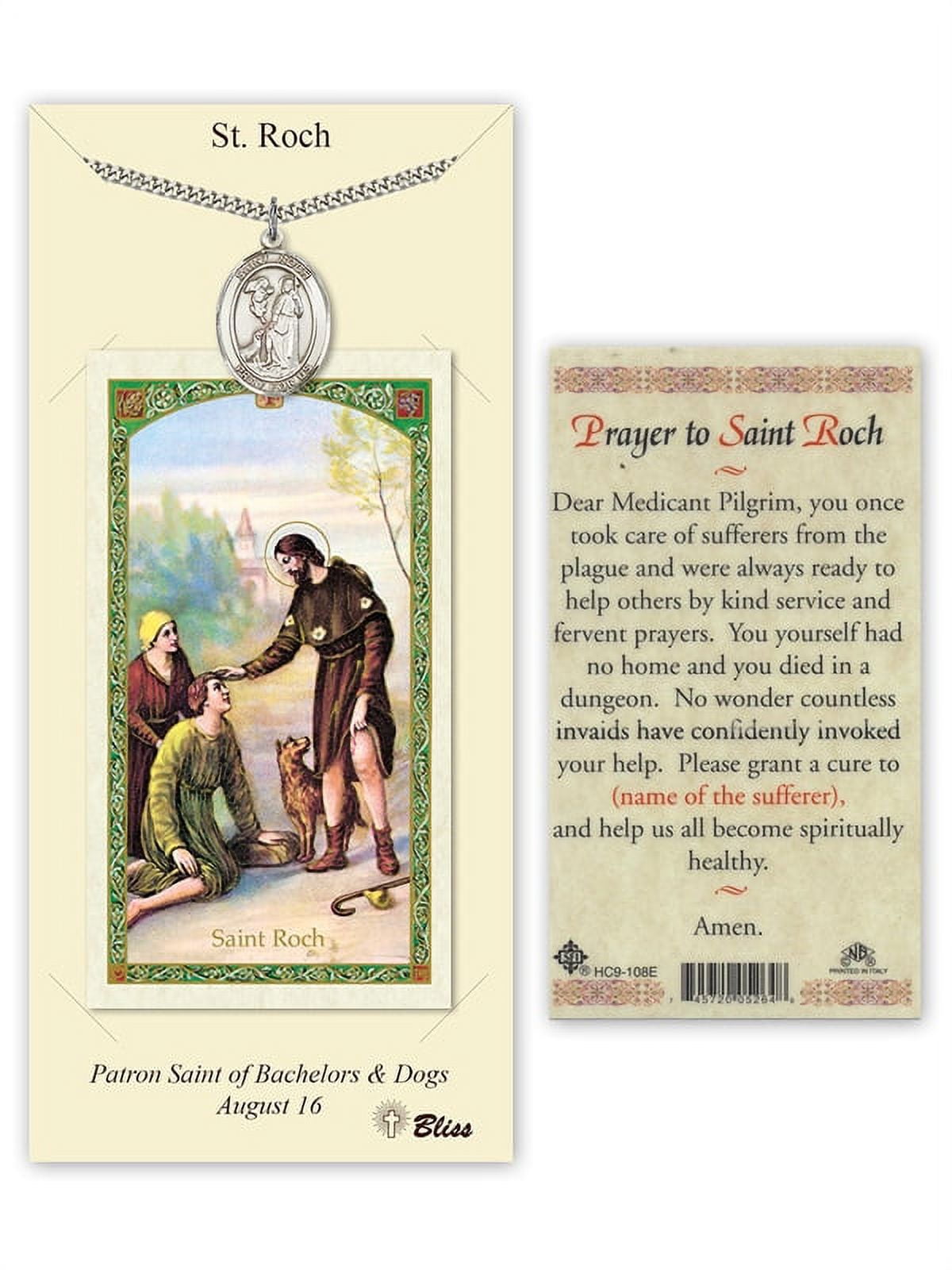 Pewter St. Roch on a 24 inch Curb Chain with a Prayer to St Anthony ...