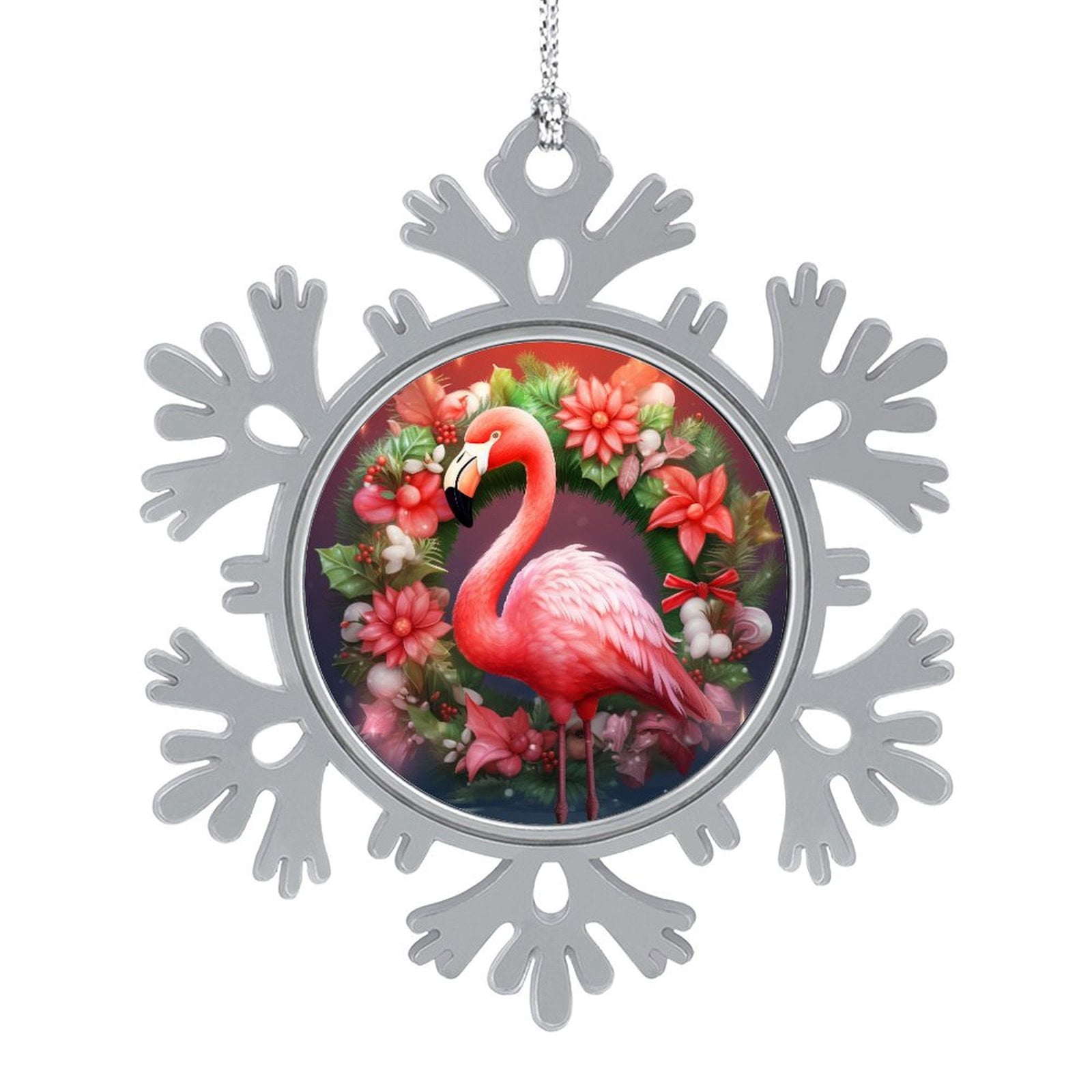 Pewter Tree Ornament Cute Christmas Flamingo Wreath-4 Keepsake Metal ...
