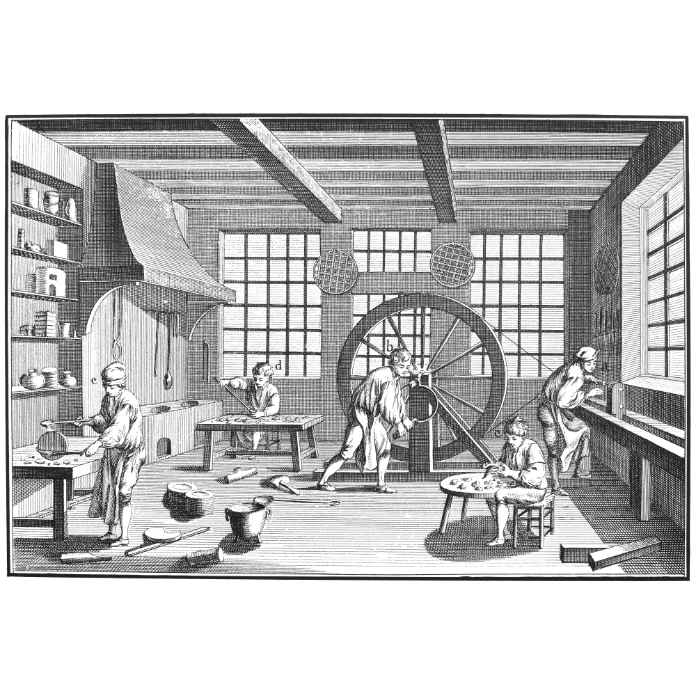 Pewterware 18Th Century. Na French Pewterer'S Workshop With Two Men ...