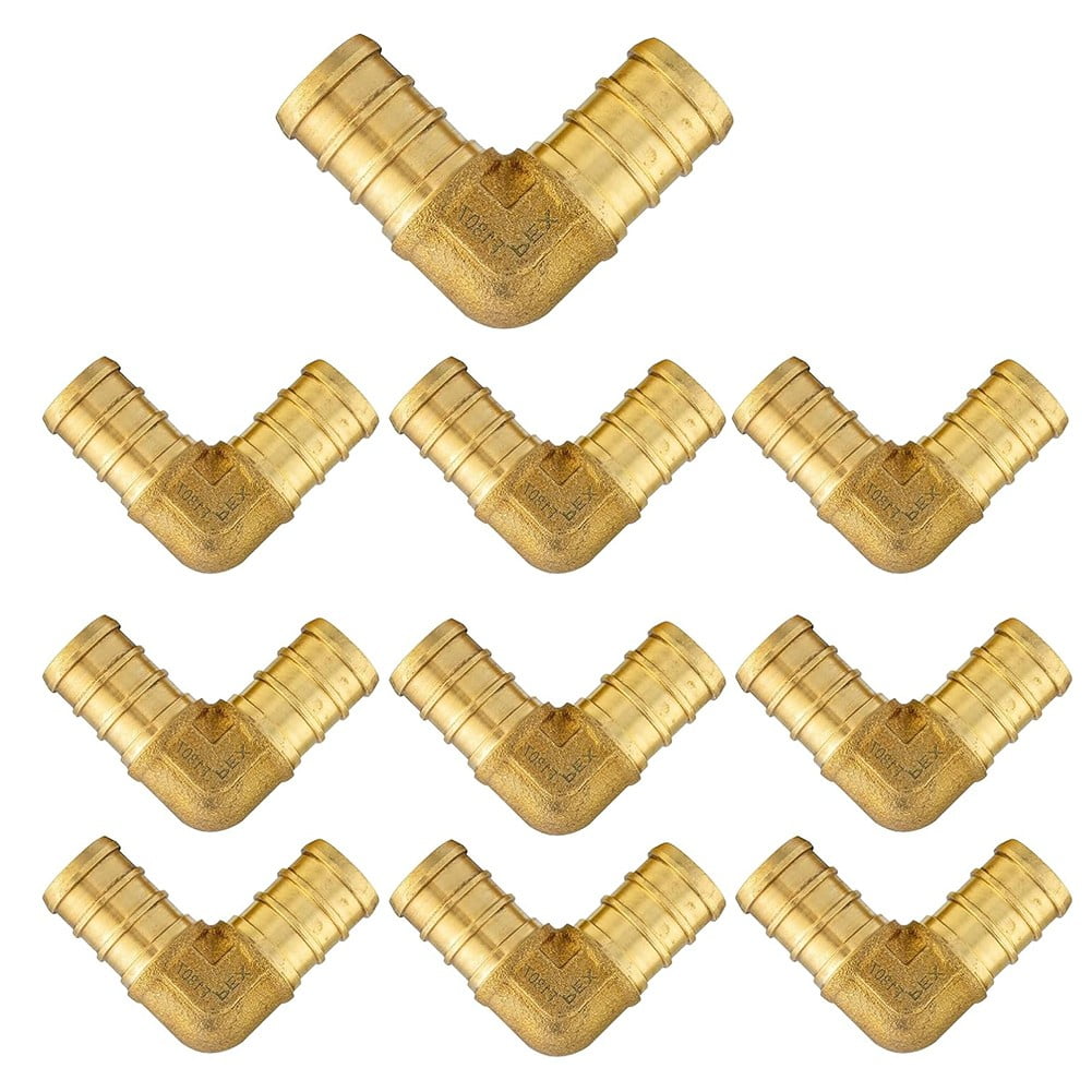 Pex Fittings,Elbow 90 Degree, Brass Crimp Fittings, for Pex Tubing Pipe Plumbing 1/2 Inch ...