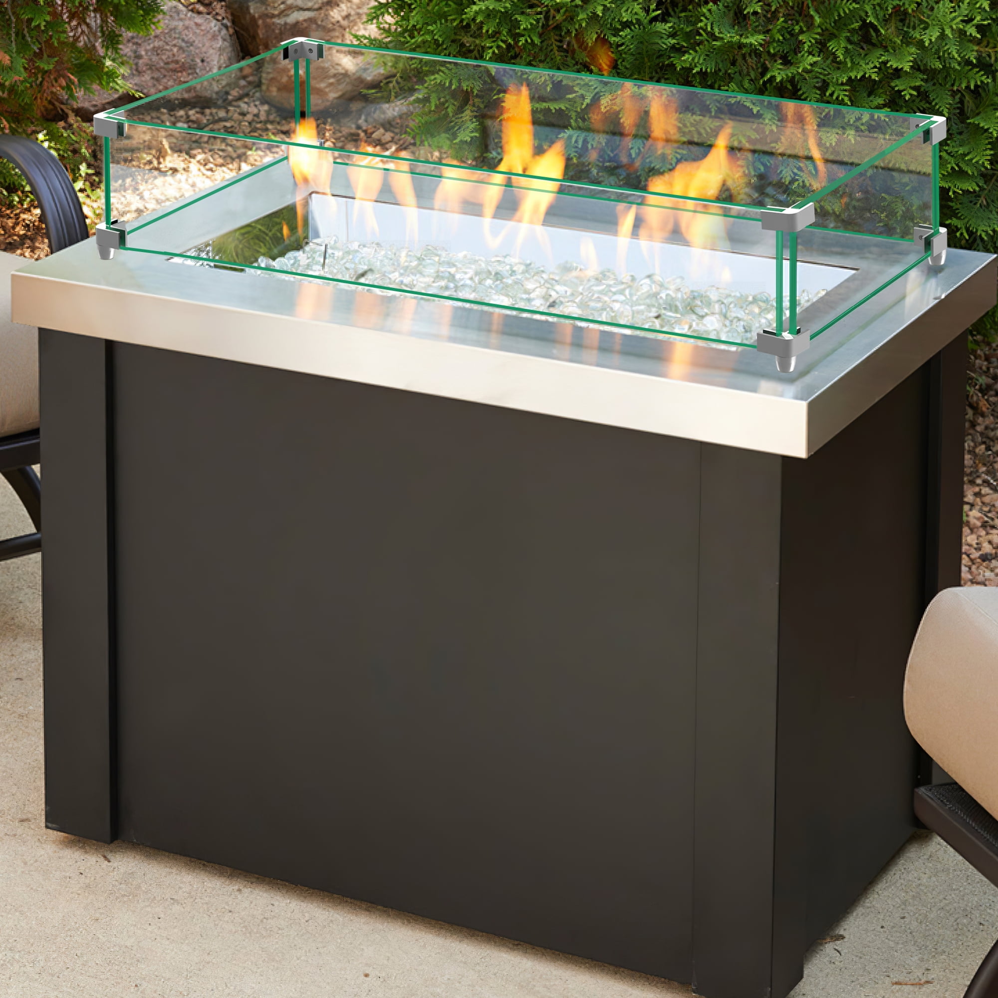 PexFix Fire Pit Wind Guard, 30x14x6 in Glass Flame Guard, Oblong Glass ...