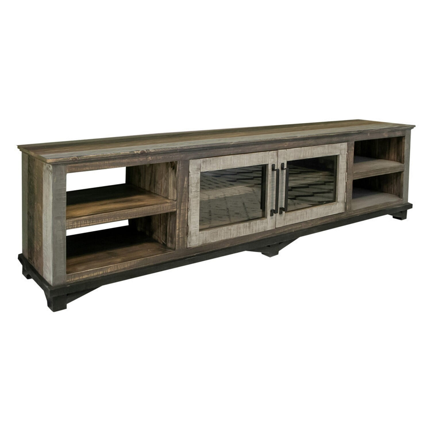 Peya 93 Inch TV Media Entertainment Console - Fixed Shelves - Glass ...