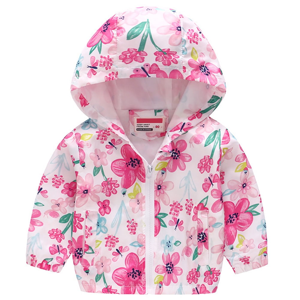 Peyan 1-6T Toddler Girls Cartoon Zip Jacket Hooded Trench Lightweight ...
