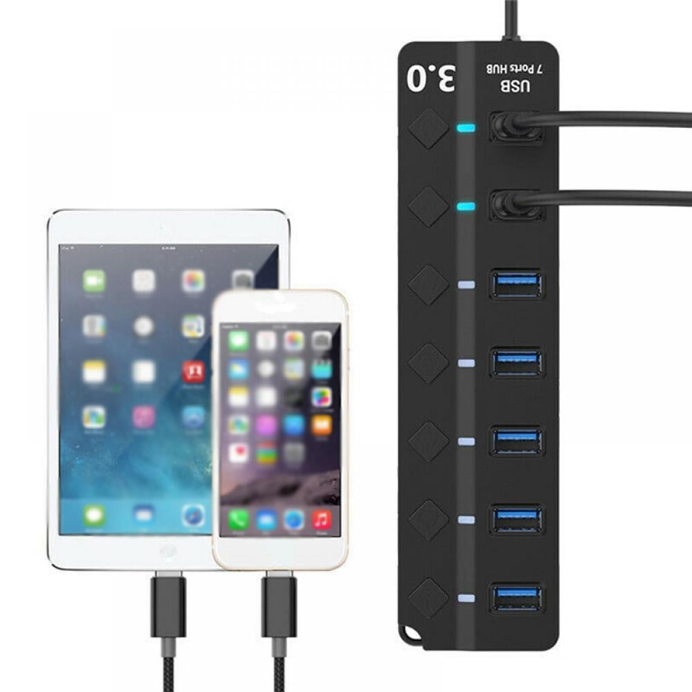 Peyan 7-Port USB Hub with ON / OFF Switch Adapter LED Light - Walmart ...