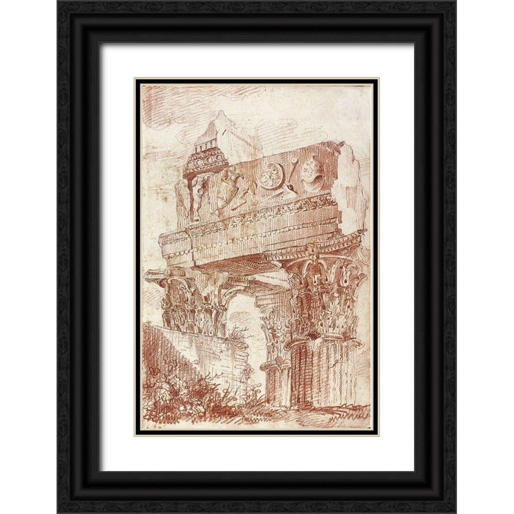Peyre, Marie-Joseph 17x24 Black Ornate Wood Framed with Double Matting ...