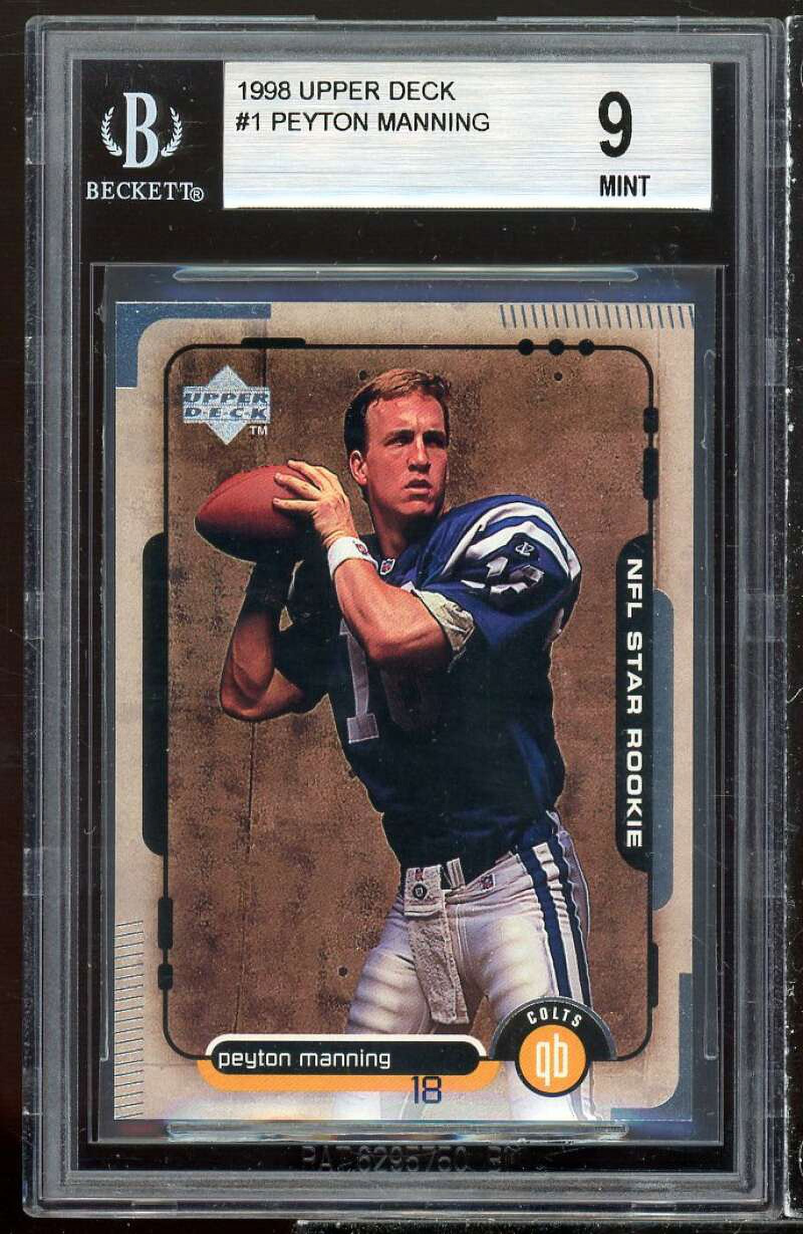 Peyton Manning Rookie Card 1998 Upper #1 BGS 9 (9 9 8.5 9) - Walmart.com