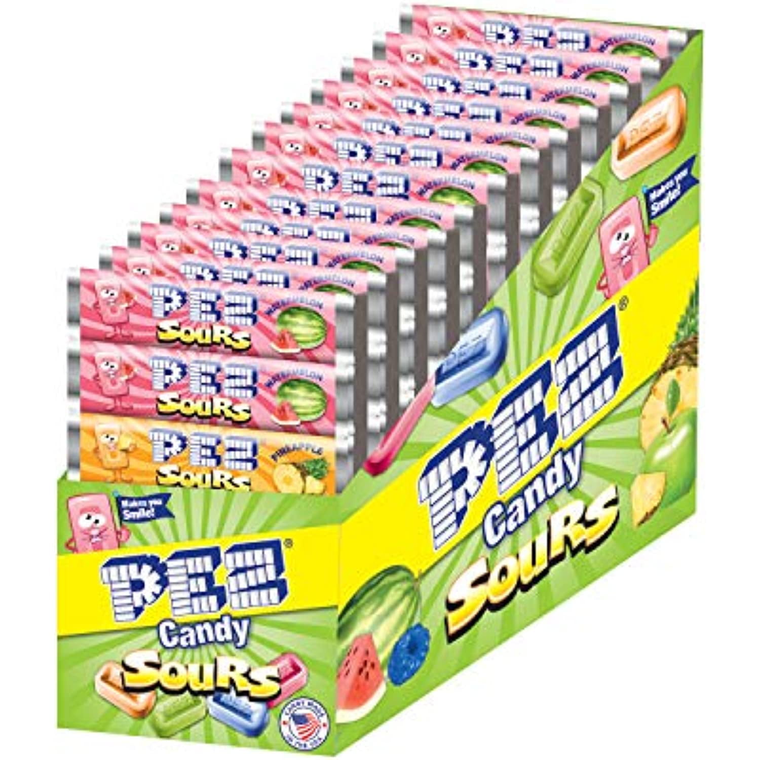 PEZ Candy Sourz Refill, 72 Count, Assorted Colors, 6-Packages Bulk Set ...