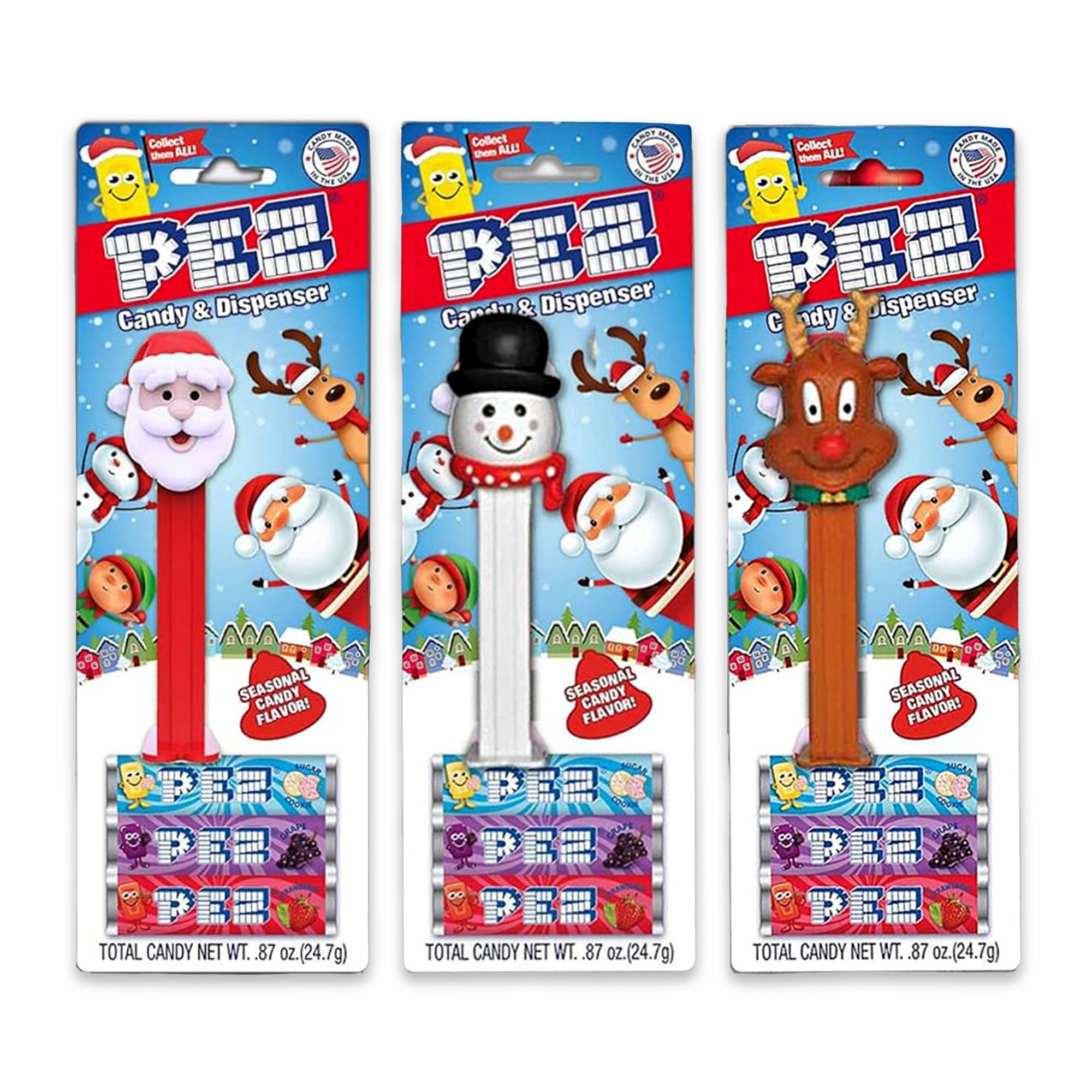 Pez Christmas Candy Dispensers Blister Pack of 3 Stocking Stuffer Candy ...