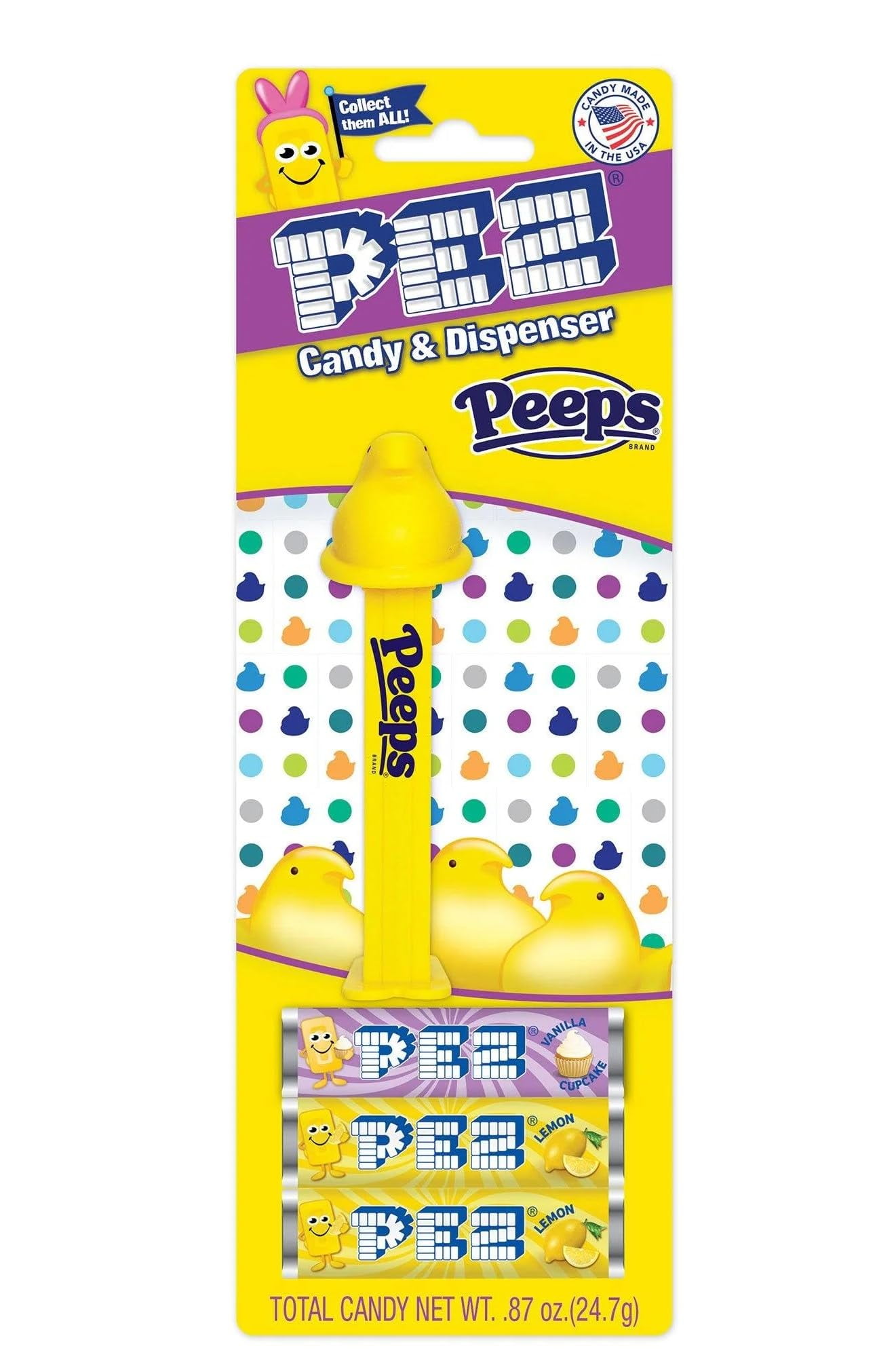 Pez Peeps Yellow Easter Candy Dispenser with 3 Refills | Ideal for ...