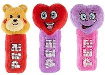 Pez Plush 7-inch set with Teddy Bear, Red Heart and Purple Heart Plush ...