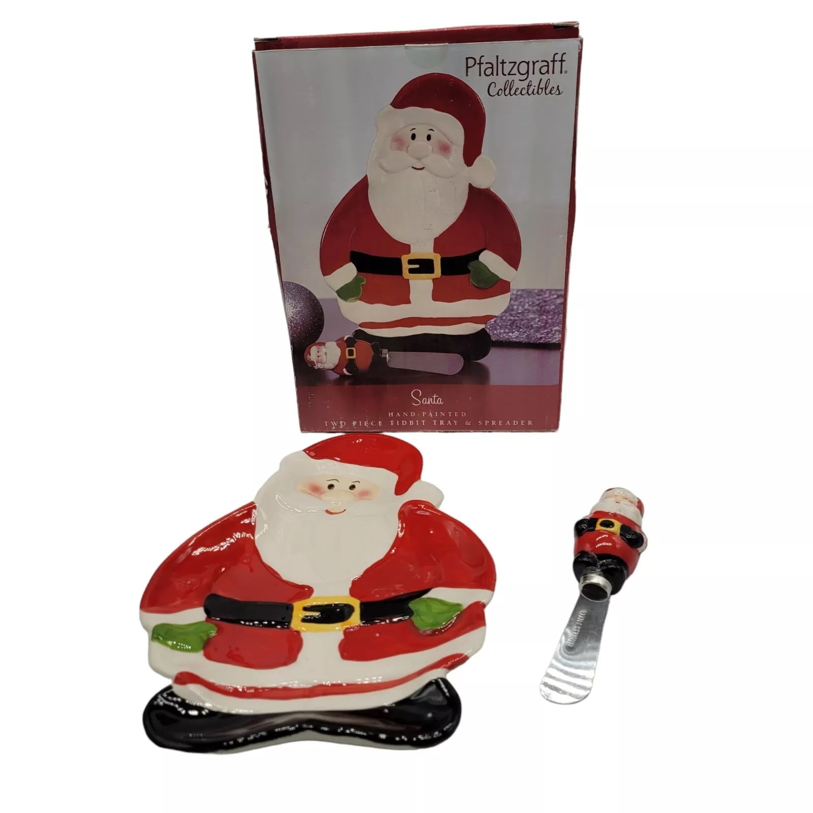 Pfaltzgraff 2 Piece Santa Tidbit Tray with Spreader - Walmart.com