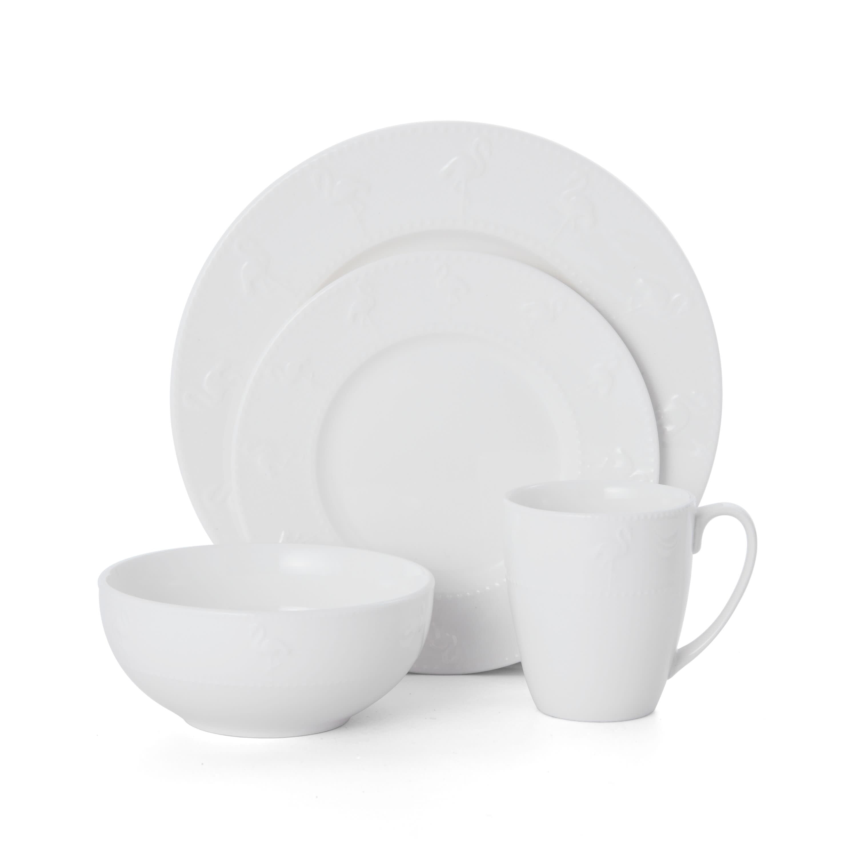 Pfaltzgraff® Flamingo 16-Piece Dinnerware Set Porcelain White - Walmart.com