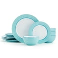 Pfaltzgraff Grayson Teal 12-Piece Dinnerware Set Stoneware Round in ...