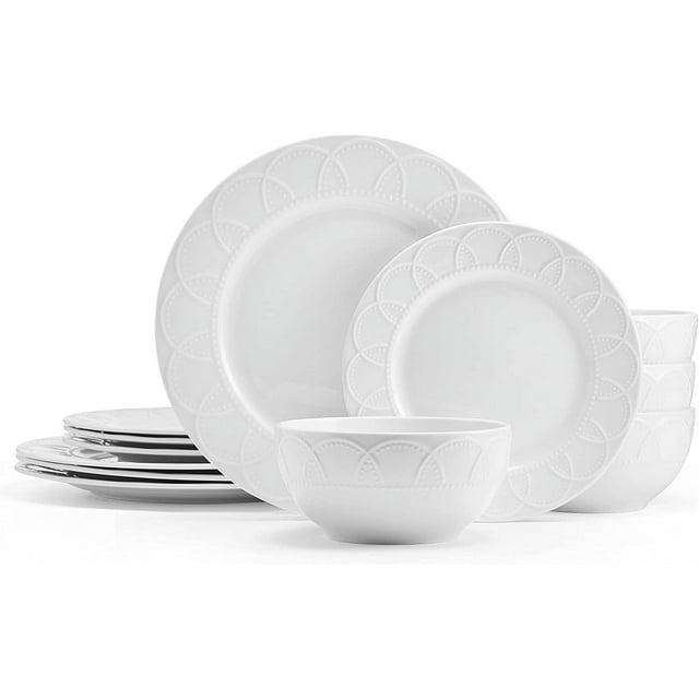 Pfaltzgraff Jules 12 Piece Porcelain Dinnerware Set White - Walmart.com