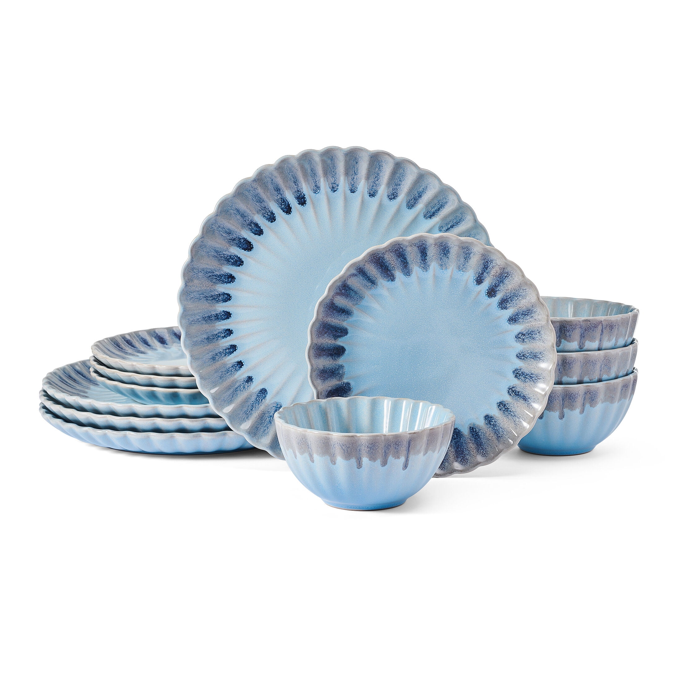 Pfaltzgraff Lucinda 12 Piece Stoneware Dinnerware Set Blue - Walmart.com