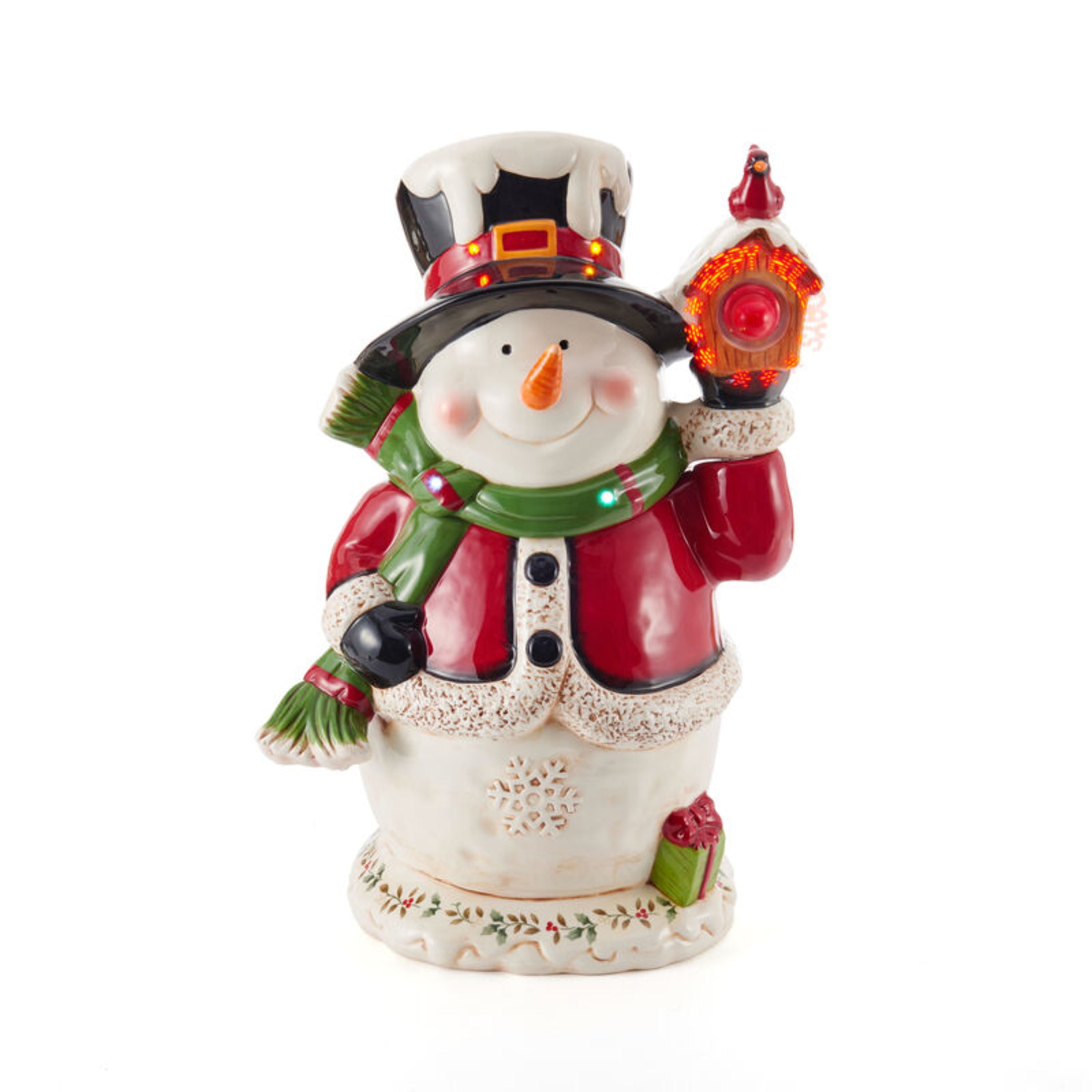 Pfaltzgraff Winterberry 19-inch Snowman with LED Light Cookie Jar ...