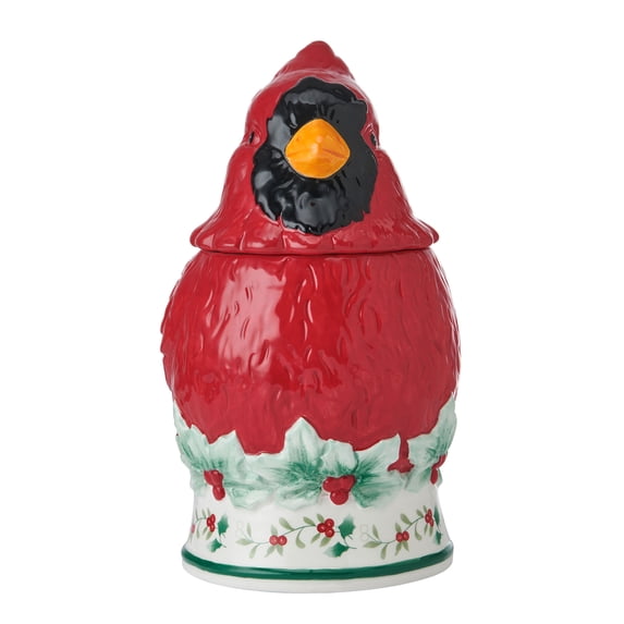 Pfaltzgraff Winterberry Cardinal Christmas Cookie Jar, Dolomite, 10 in ...