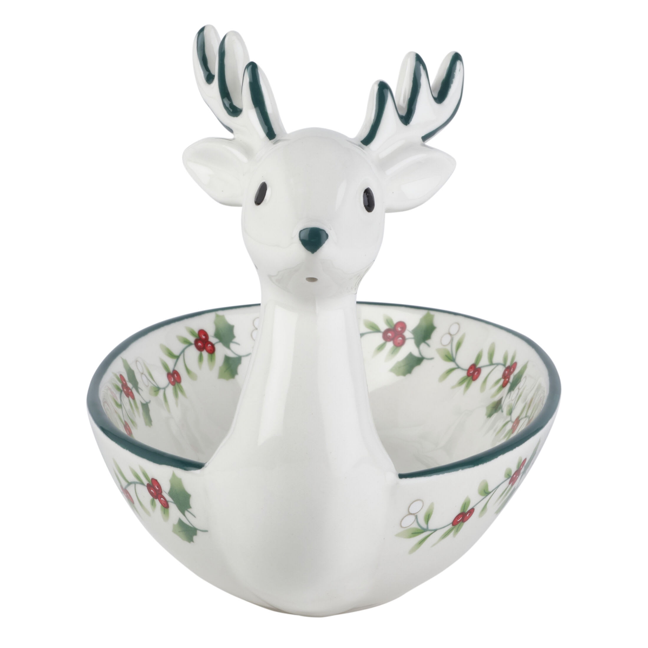 Pfaltzgraff Winterberry Dolomite 8.5 in Reindeer Candy Dish Accent ...