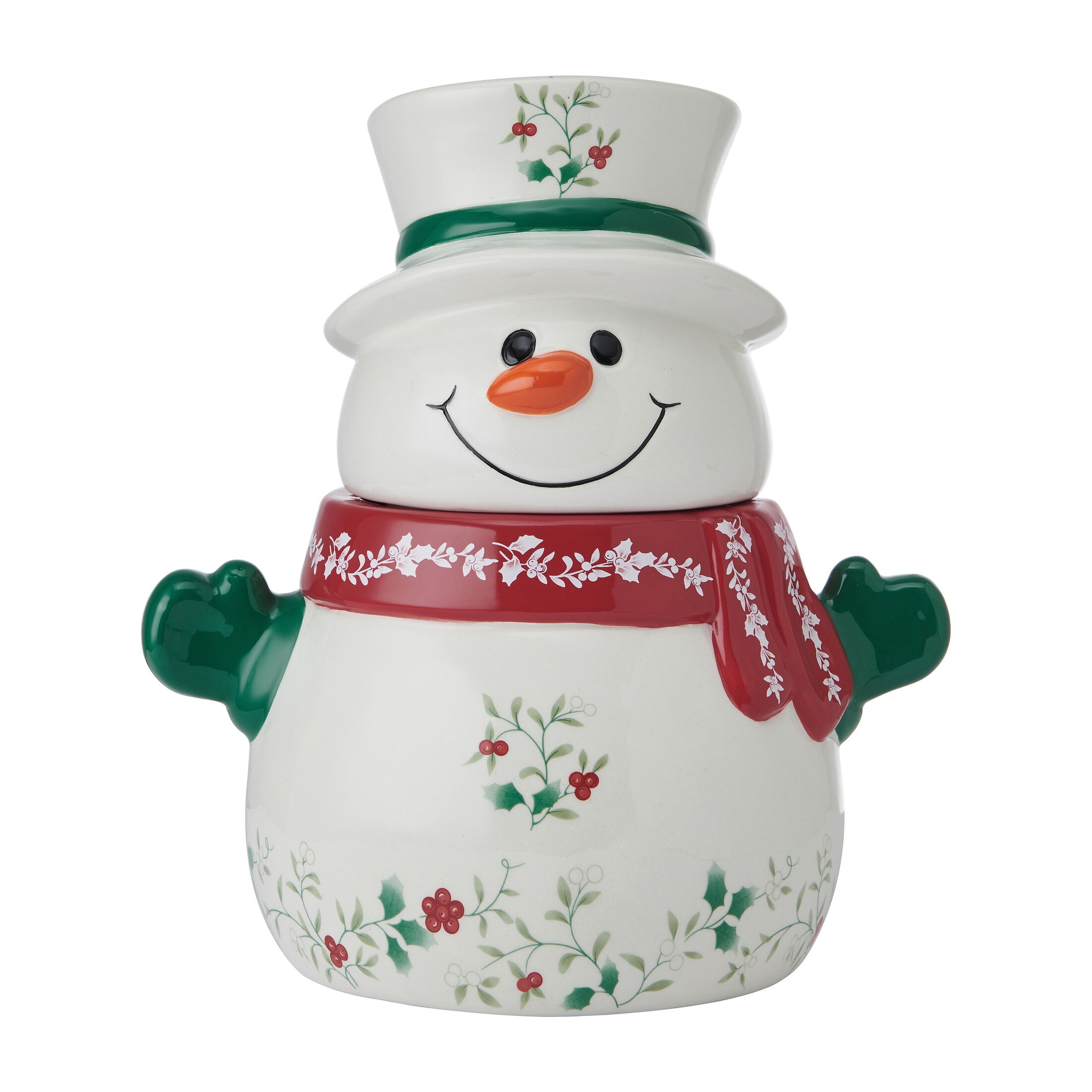 Pfaltzgraff Winterberry Scarf Snowman 10 in Cookie Jar - Walmart.com