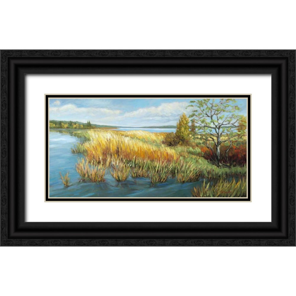 Pfannmuller, A. A. 24x14 Black Ornate Wood Framed with Double Matting ...